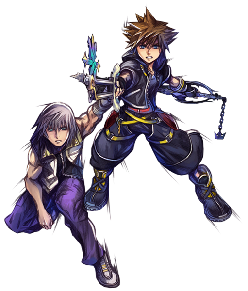 File:Illustrated KH II Sora & Riku EX (Artwork) KHUX.png - Kingdom Hearts Wiki, the Kingdom ...
