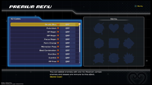 Premium Menu - Kingdom Hearts Wiki, the Kingdom Hearts encyclopedia